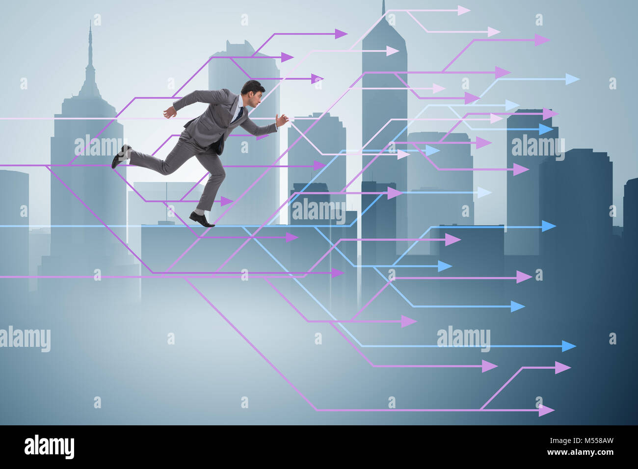 The businessman thinking of different career paths Stock Photo - Alamy