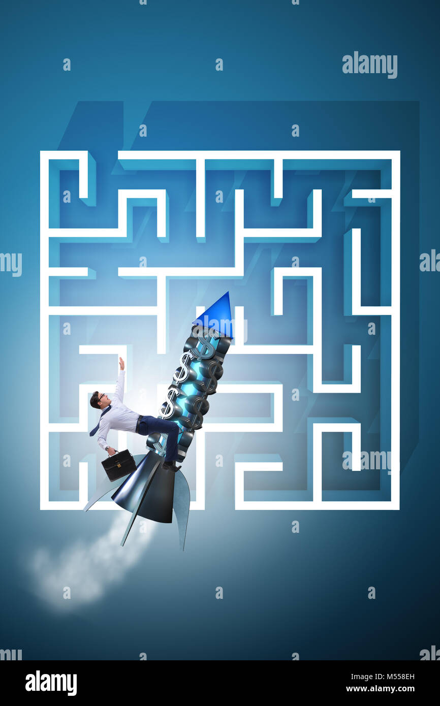 The uncertainty concept with businessman lost in maze labyrinth Stock ...