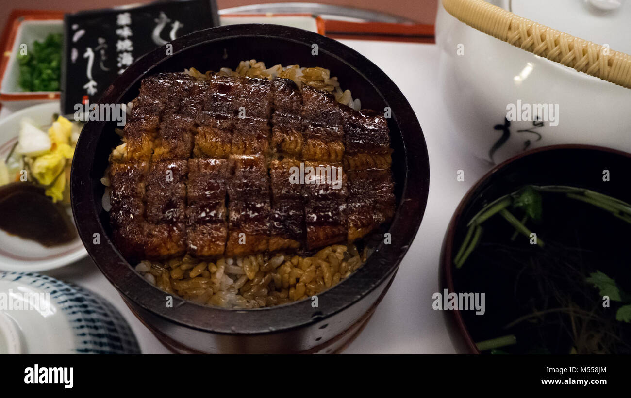 Unagi Donburi a traditional Japanese meal that consist of rice topped ...
