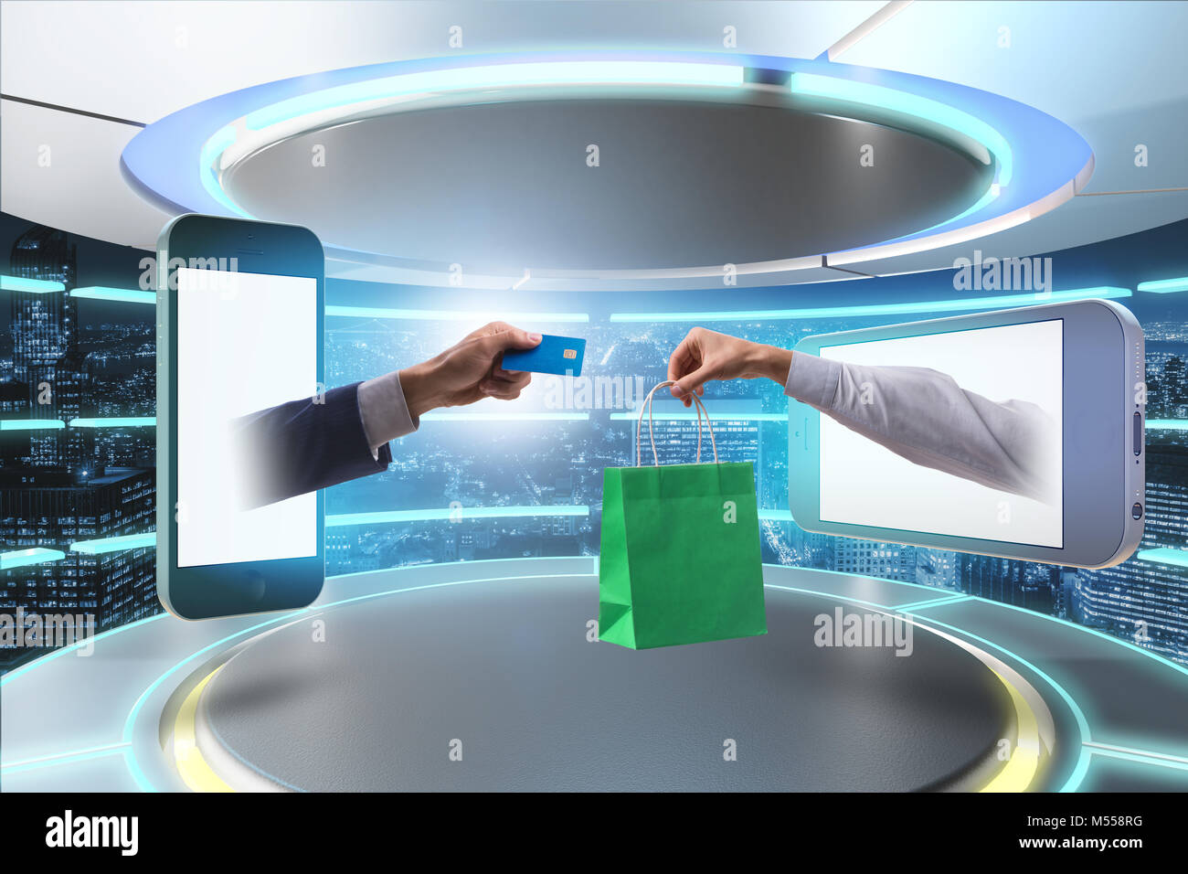 The online shopping through buying from internet Stock Photo - Alamy