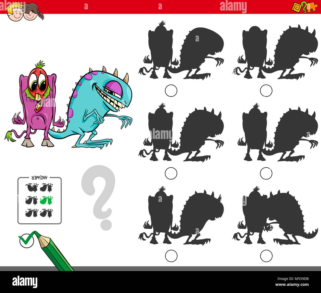 educational shadow activity with monsters Stock Photo - Alamy