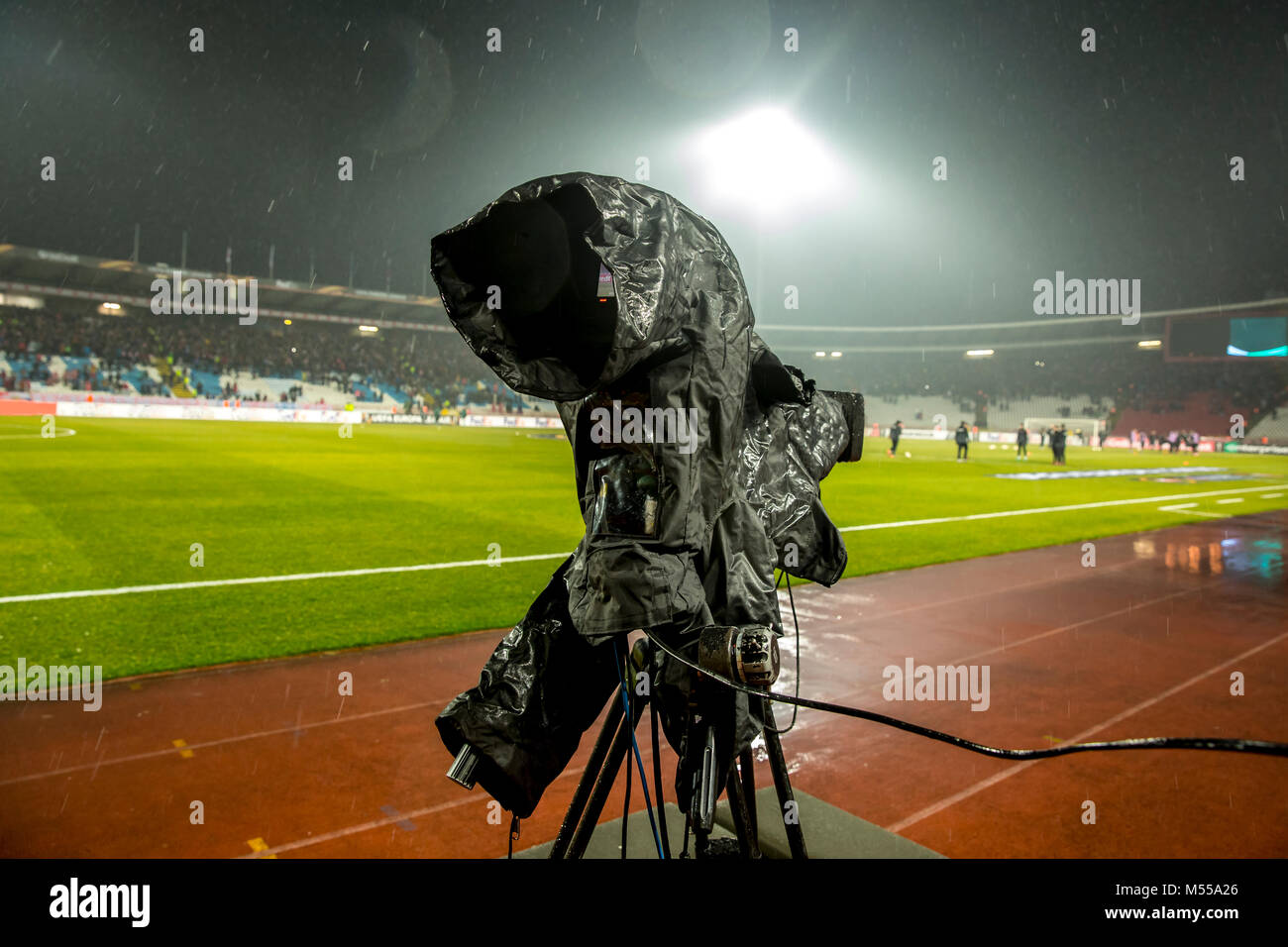 TV camera at the stadium during football matches. television camera ...