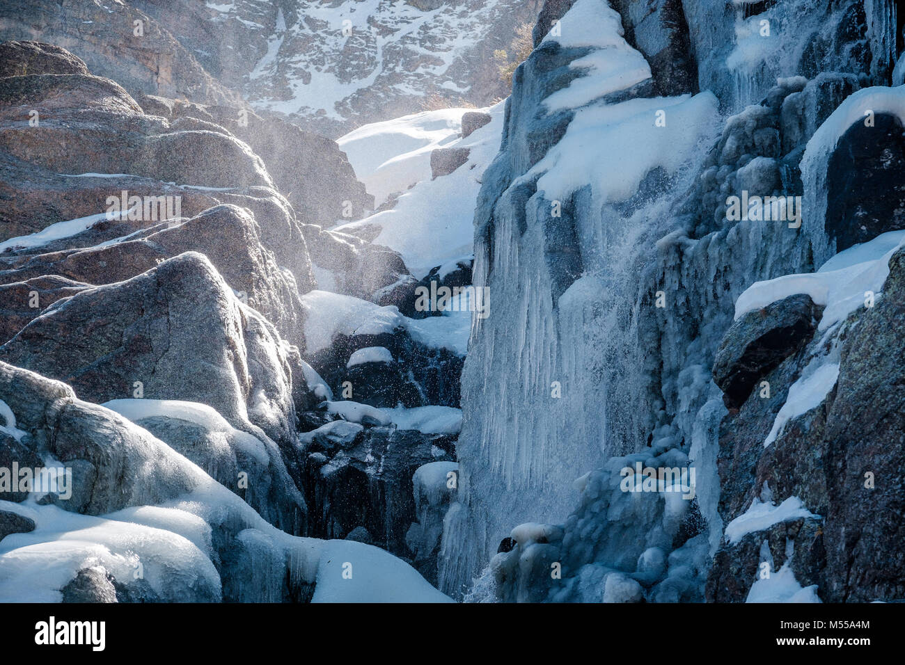 Icicles on Timberline Falls waterfall Stock Photo - Alamy
