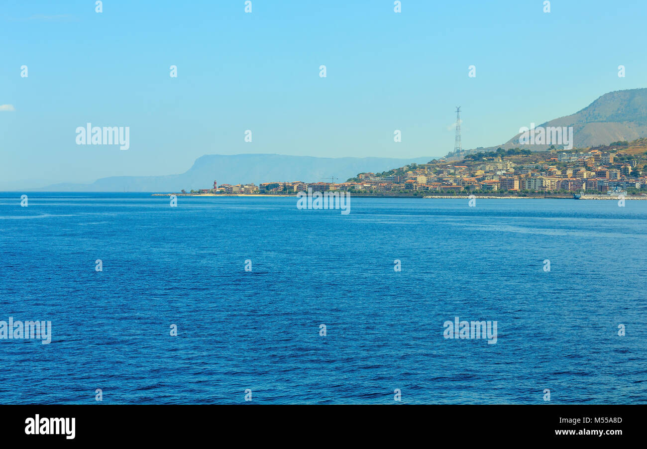 Messina strait from ferry, Sicily, Italy Stock Photo - Alamy