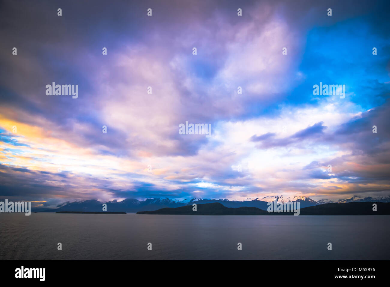 mud bay alaska sunset in summer Stock Photo - Alamy
