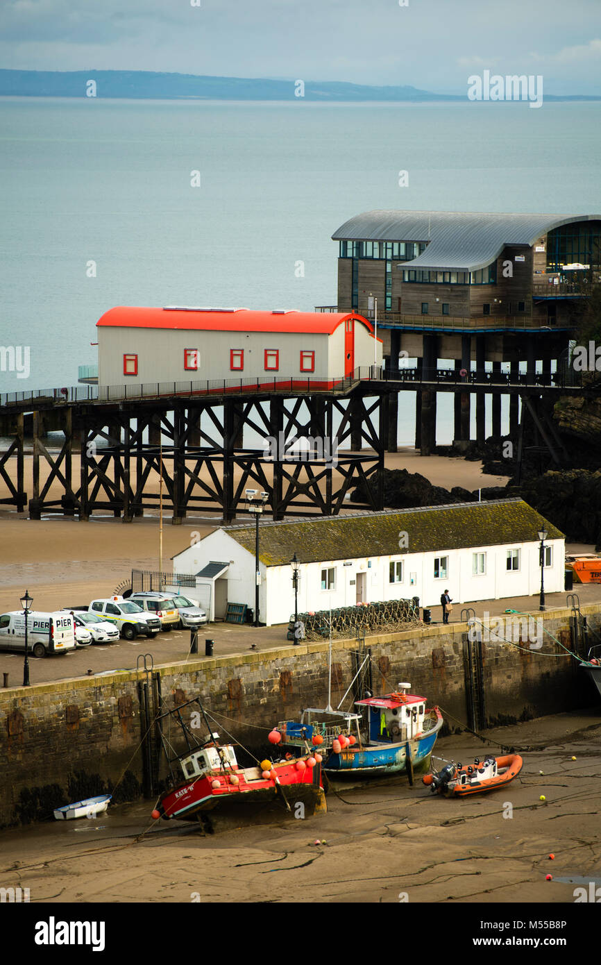 The old and new RNLI lifeboat stations at Tenby, Wales UK Stock Photo ...
