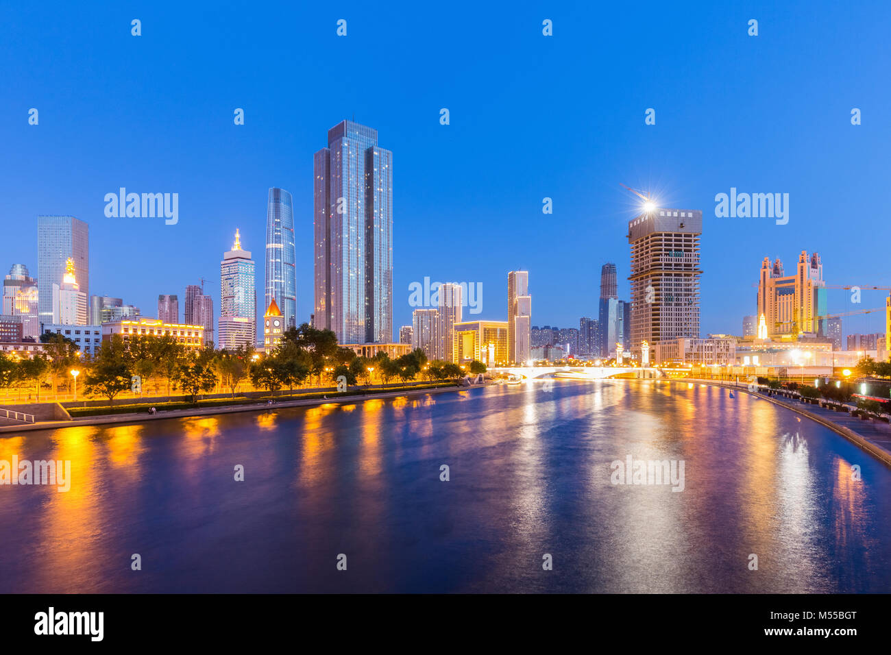 night view of tianjin cityscape Stock Photo - Alamy