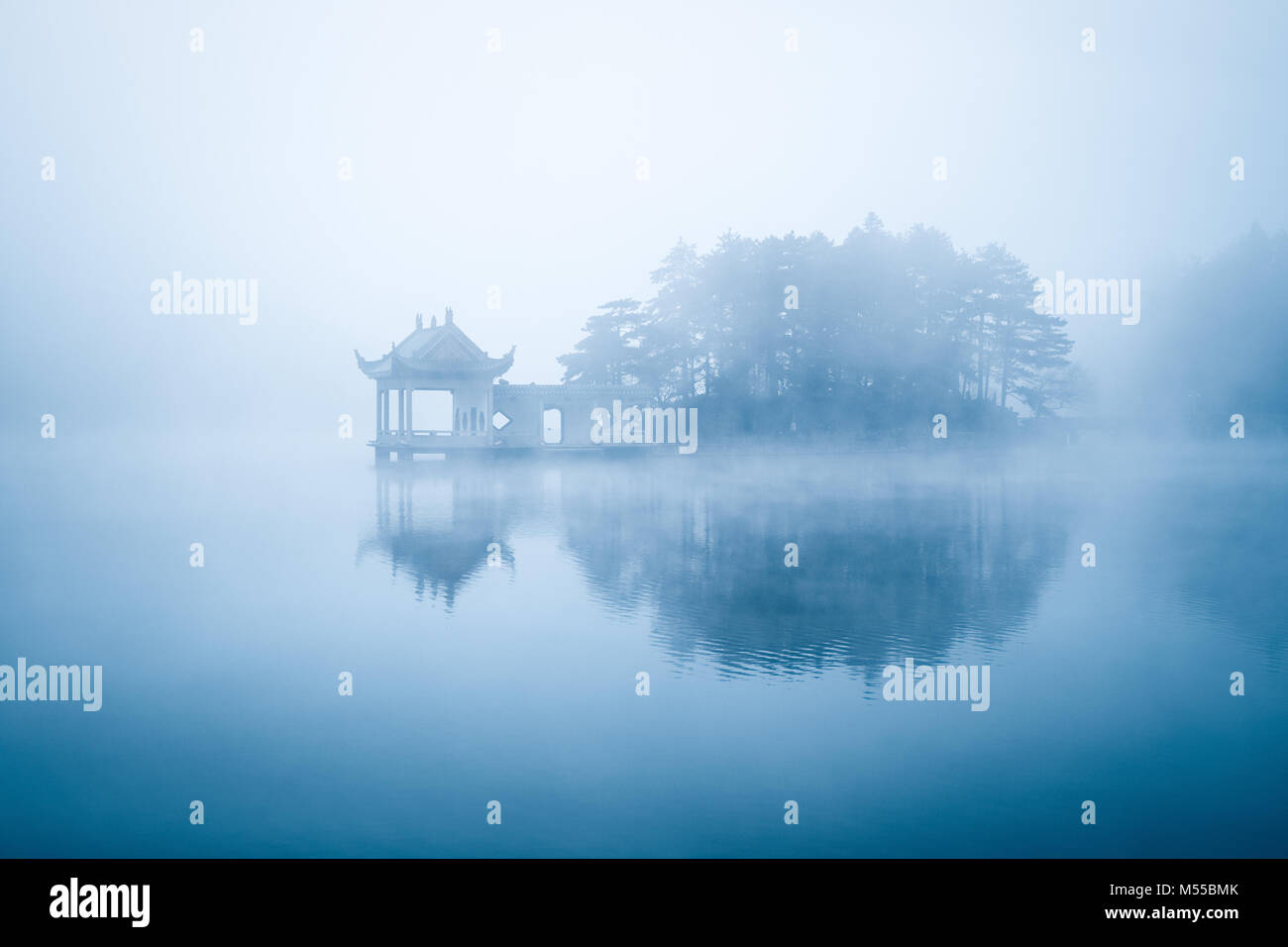lake in fog Stock Photo - Alamy