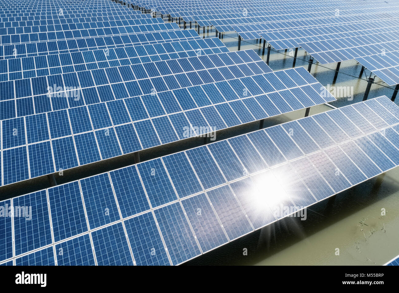 solar power plant on pond Stock Photo - Alamy
