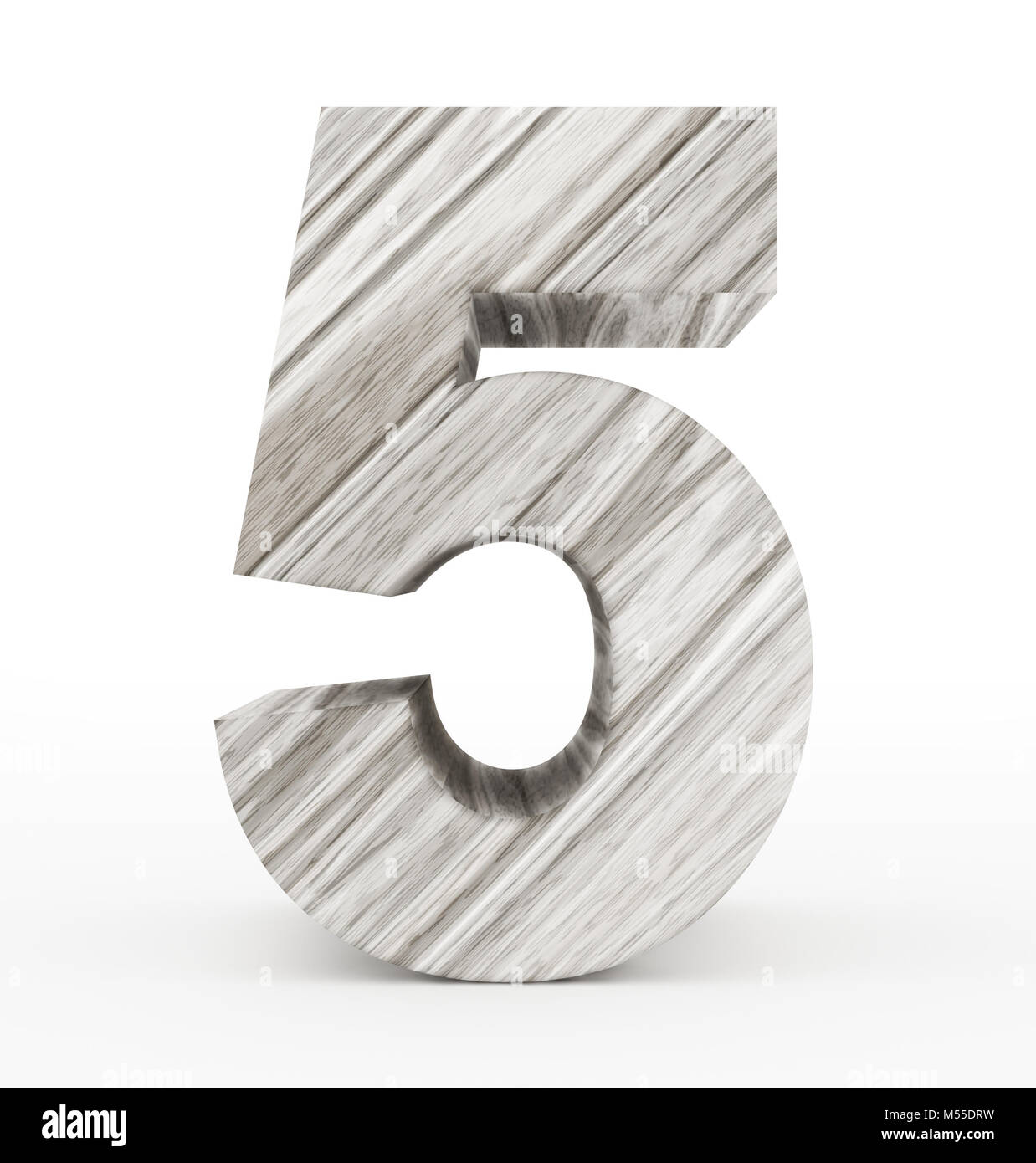 number 5 3d wooden isolated on white - 3d rendering Stock Photo - Alamy