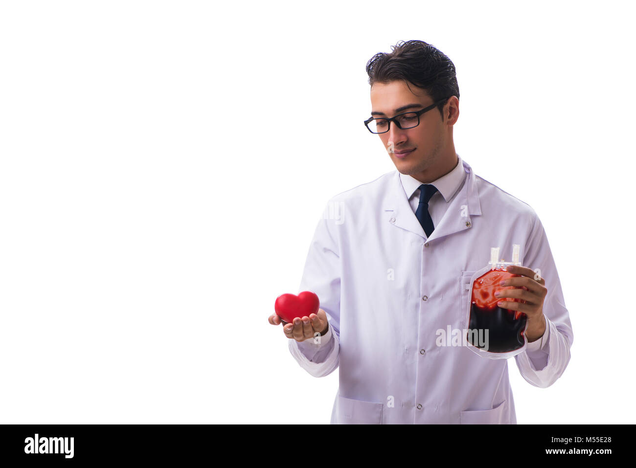 Doctor in blood donation concept isolated on white Stock Photo - Alamy