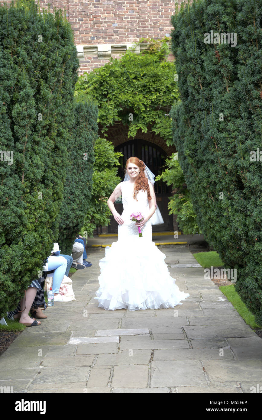 Beautiful Models wearing Bridal wear are walking on a catwalk at ...