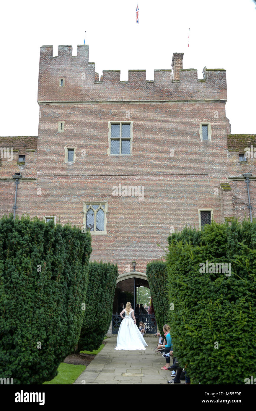 Beautiful Models wearing Bridal wear are walking on a catwalk at ...
