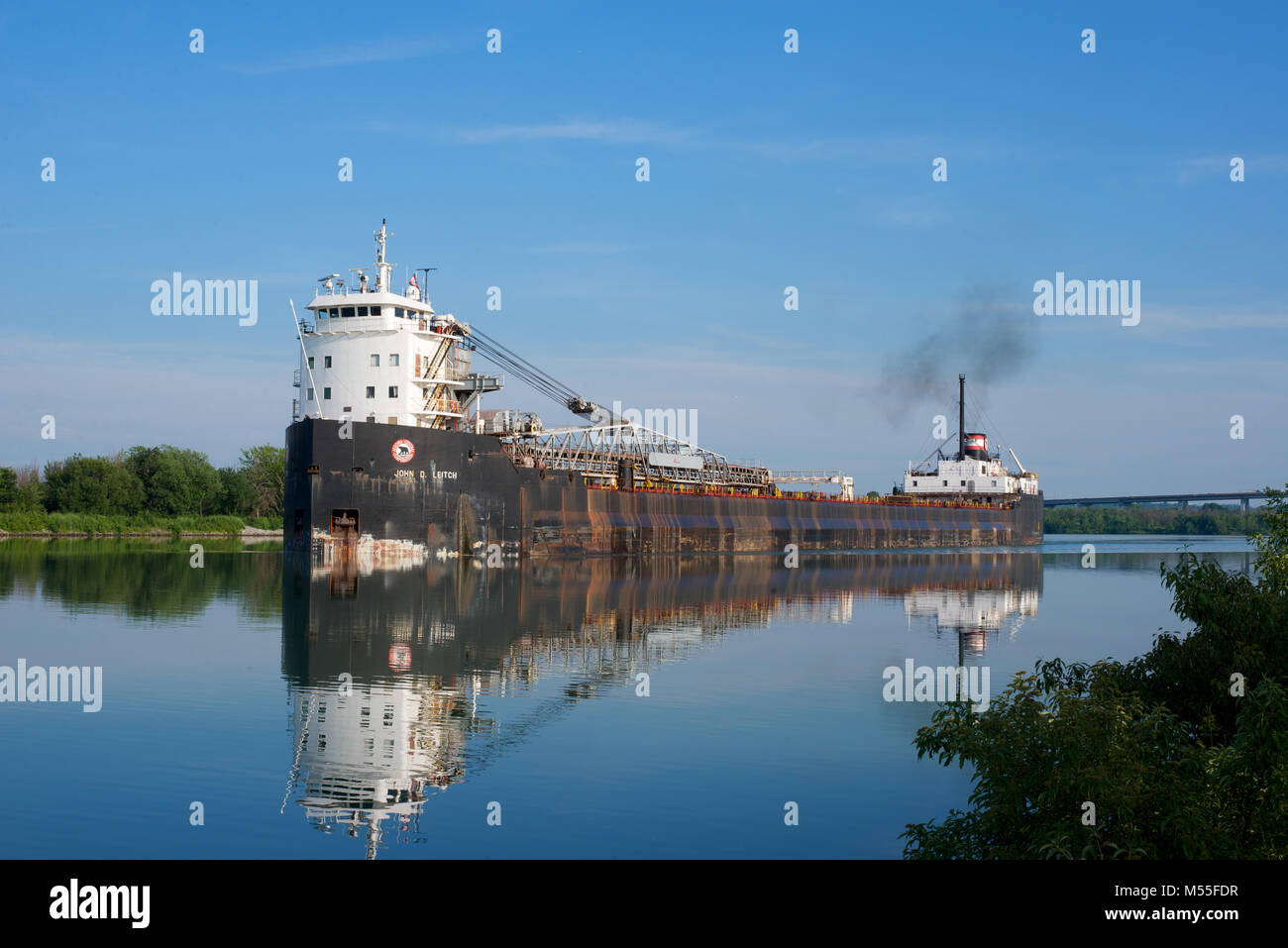 The John D. Leitch self-discharging bulk carrier navigating through the ...
