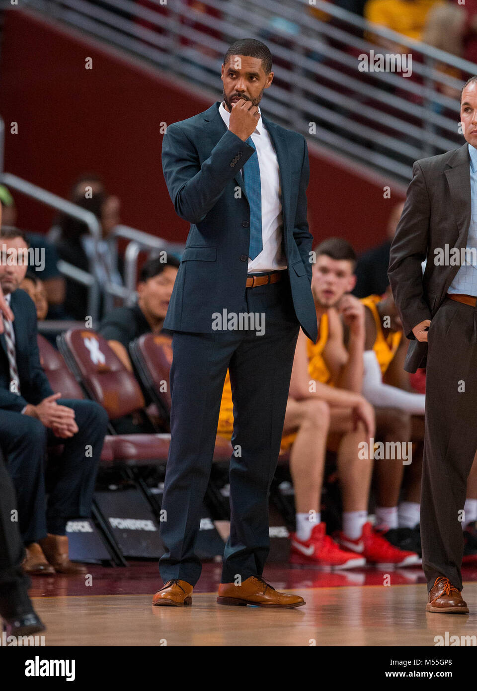Los Angeles, CA, USA. 17th Feb, 2018. USC assistant coach Jason Hart ...