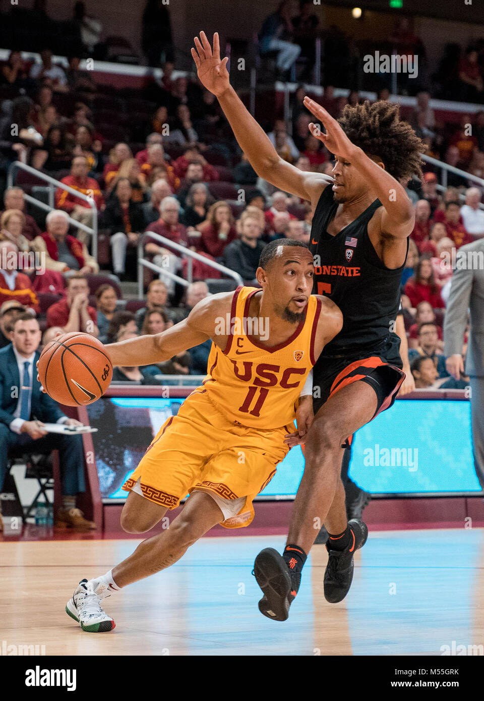 Los Angeles, CA, USA. 17th Feb, 2018. USC guard (11) Jordan McLaughlin ...