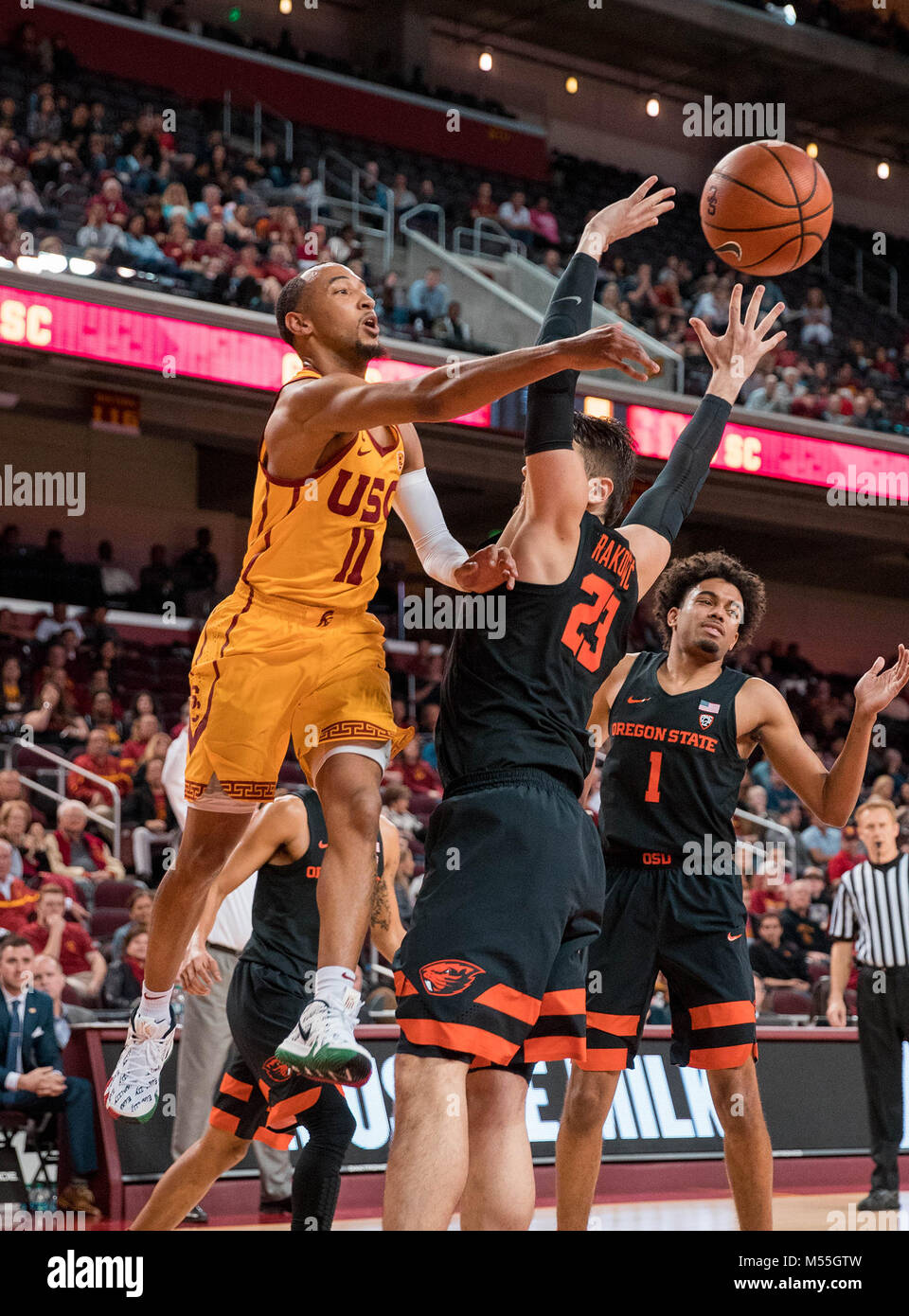 Los Angeles, CA, USA. 17th Feb, 2018. USC guard (11) Jordan McLaughlin ...