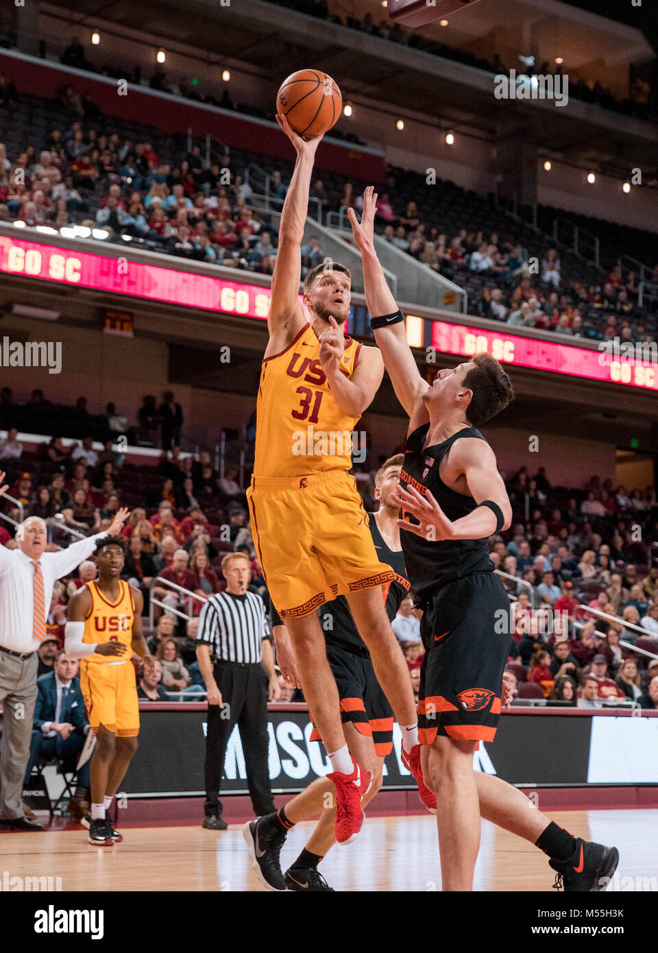 Los Angeles, CA, USA. 17th Feb, 2018. USC forward (31) Nick Rakocevic ...