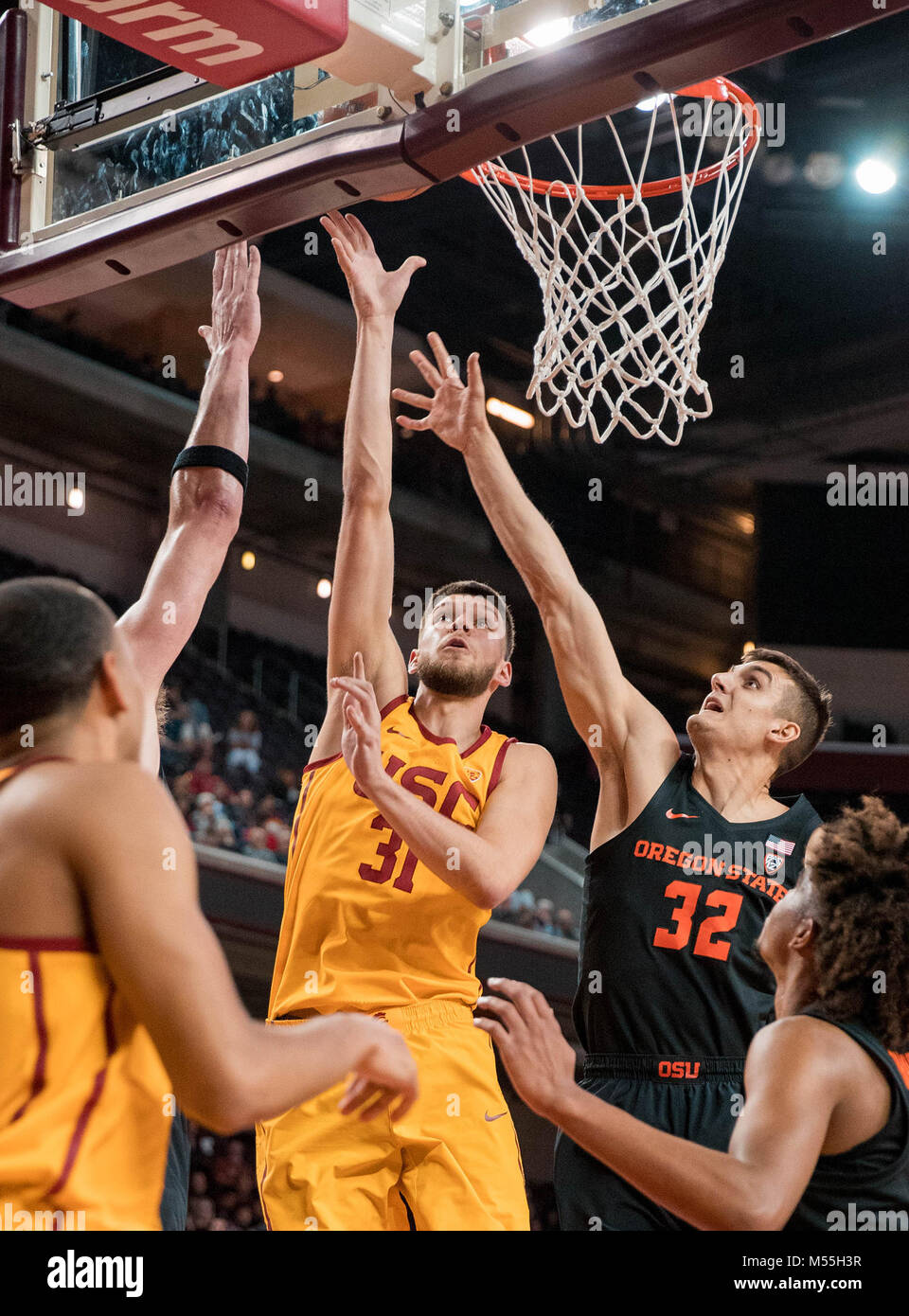 Los Angeles, CA, USA. 17th Feb, 2018. USC forward (31) Nick Rakocevic ...