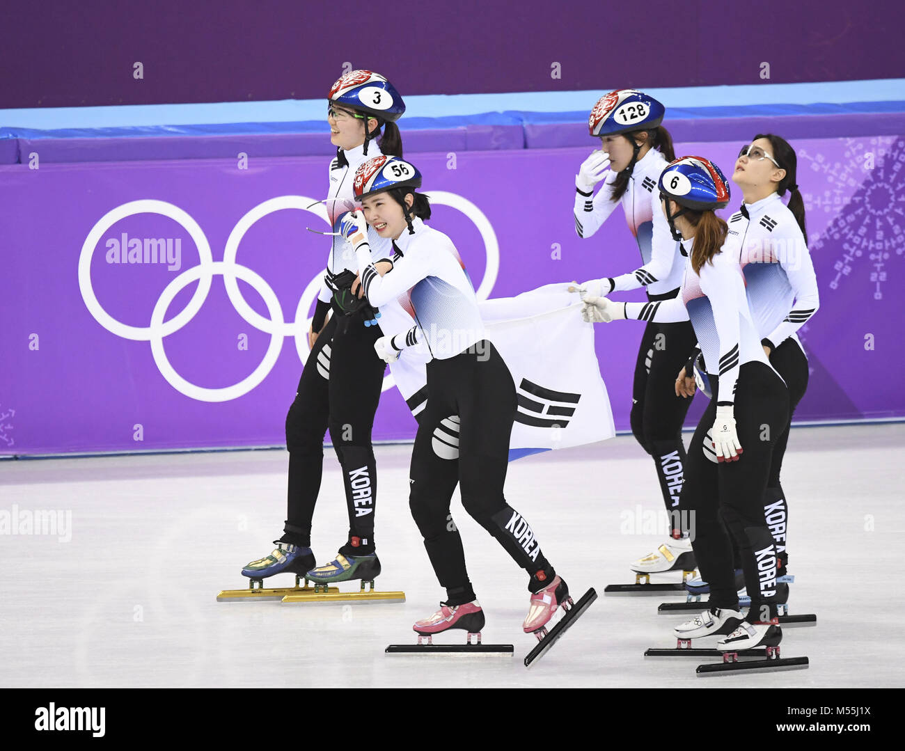 Pyeongchang, South Korea. 20th Feb, 2018. Members of team South Korea ...