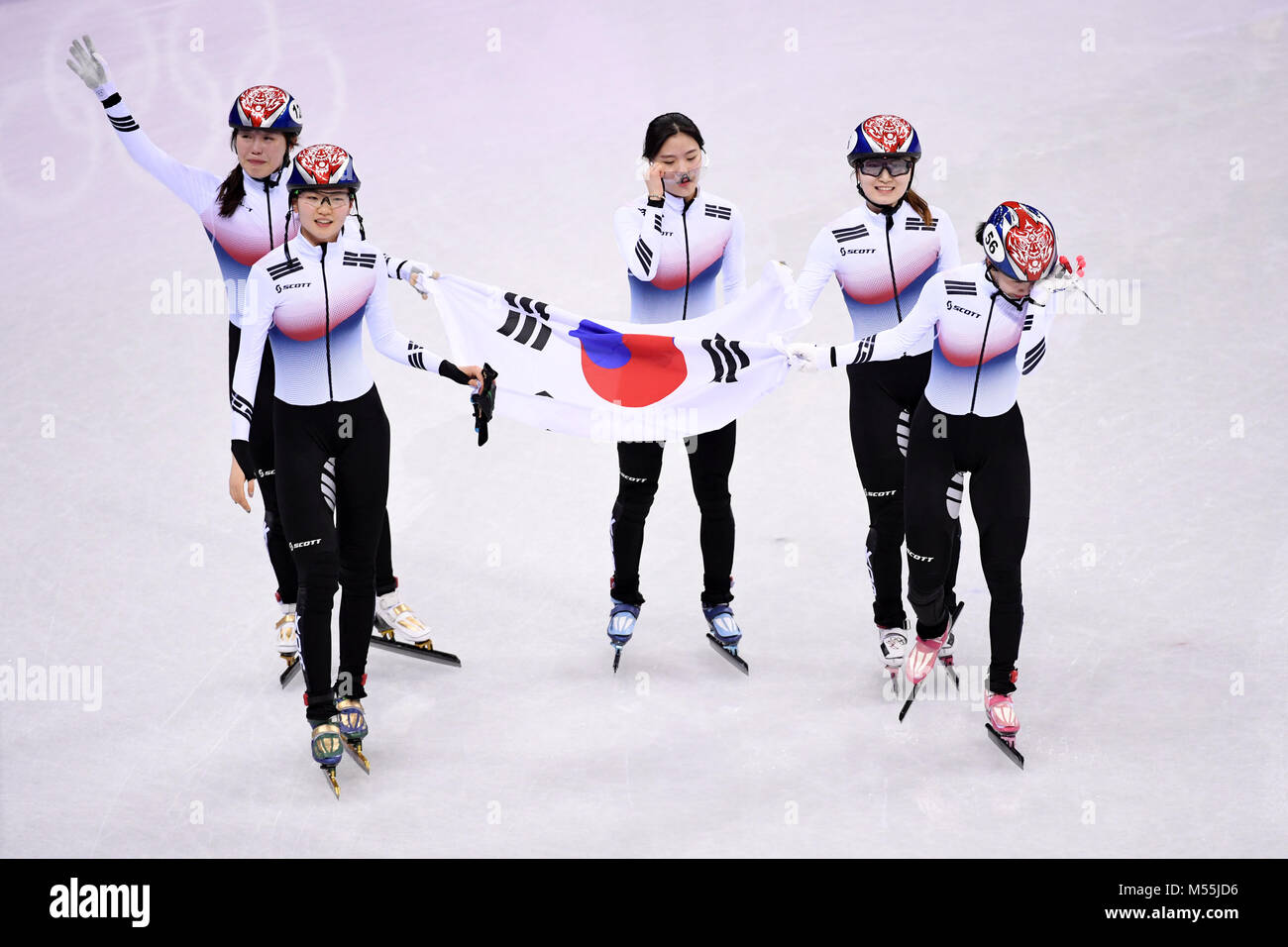Pyeongchang, South Korea. 20th Feb, 2018. Members of team South Korea ...