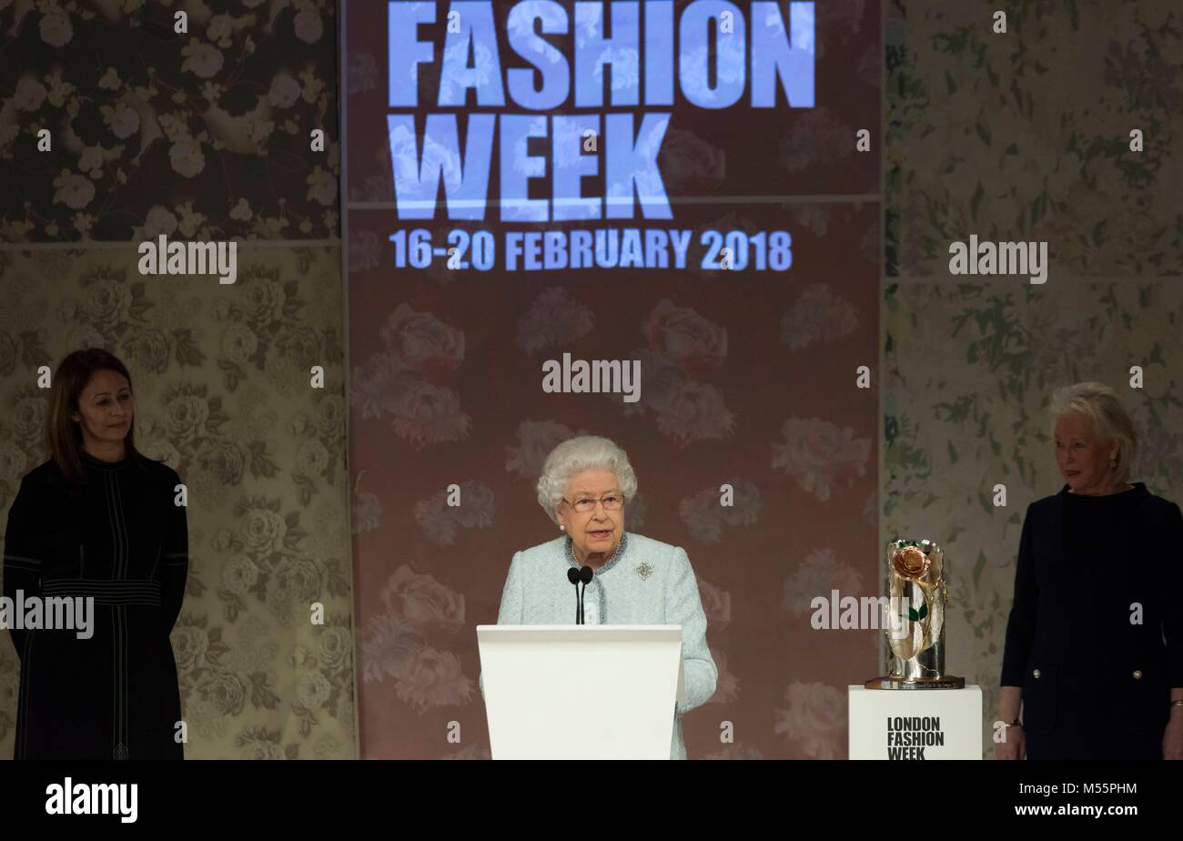 London, UK. 20th February, 2018. Her Majesty The Queen at Richard Quinn ...