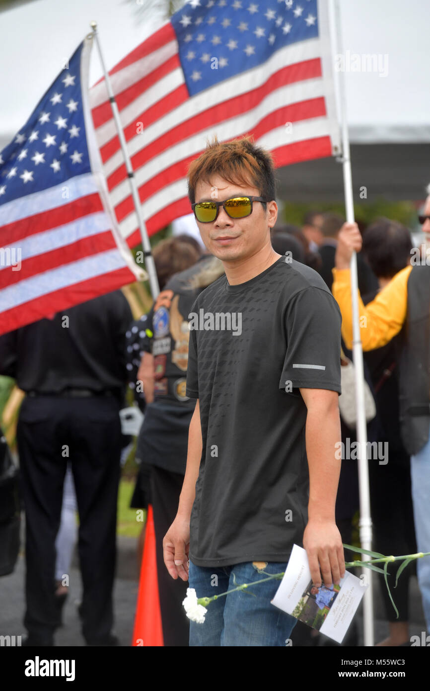 Fort Lauderdale, Florida, USA. 20th Feb, 2018. Peter Wang, 15, who was ...