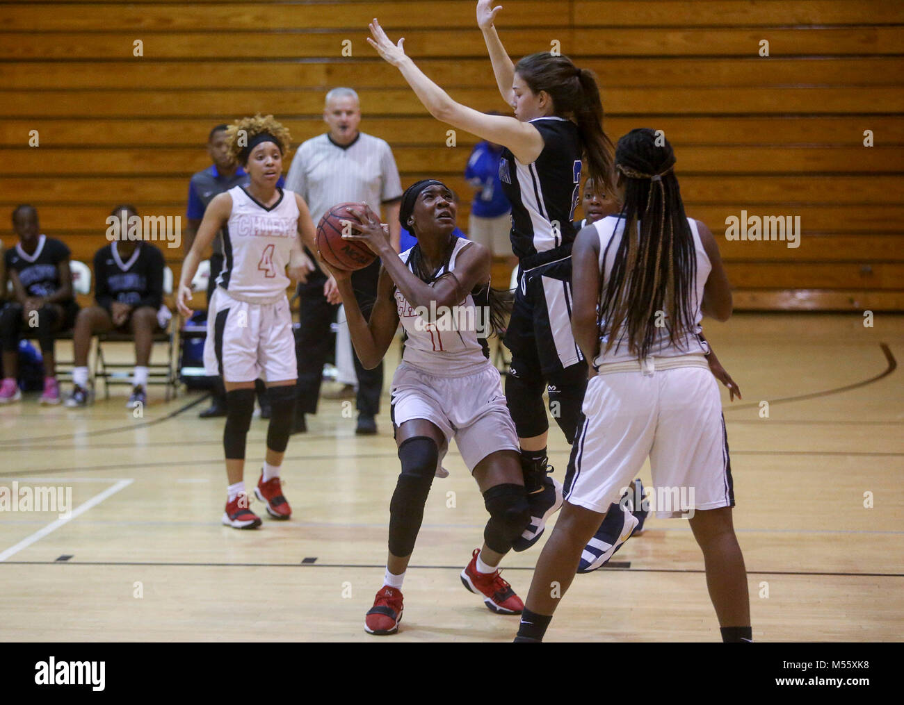 Lantana, Florida, USA. 20th Feb, 2018. Santaluces' Whitney Howell (1 ...