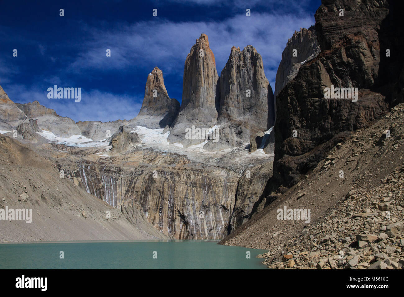 The famous three granite towers of Torres del Paine National Park ...