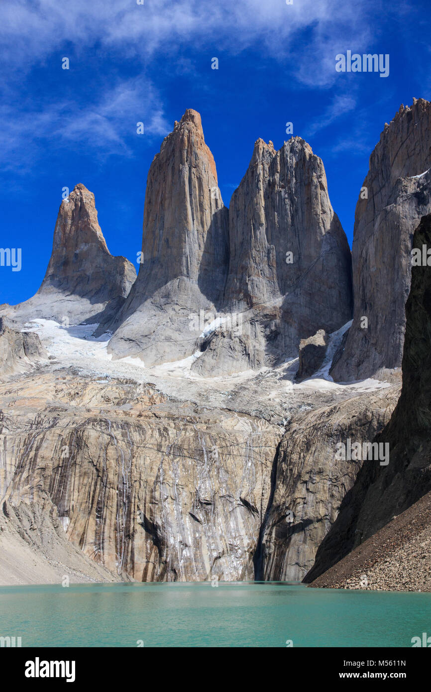 The famous three granite towers of Torres del Paine National Park ...