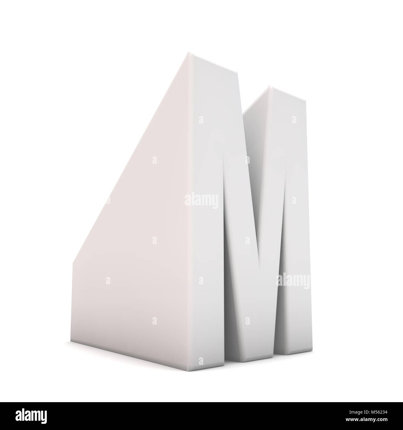 Letter M sloping perspective font. 3D Rendering Stock Photo - Alamy