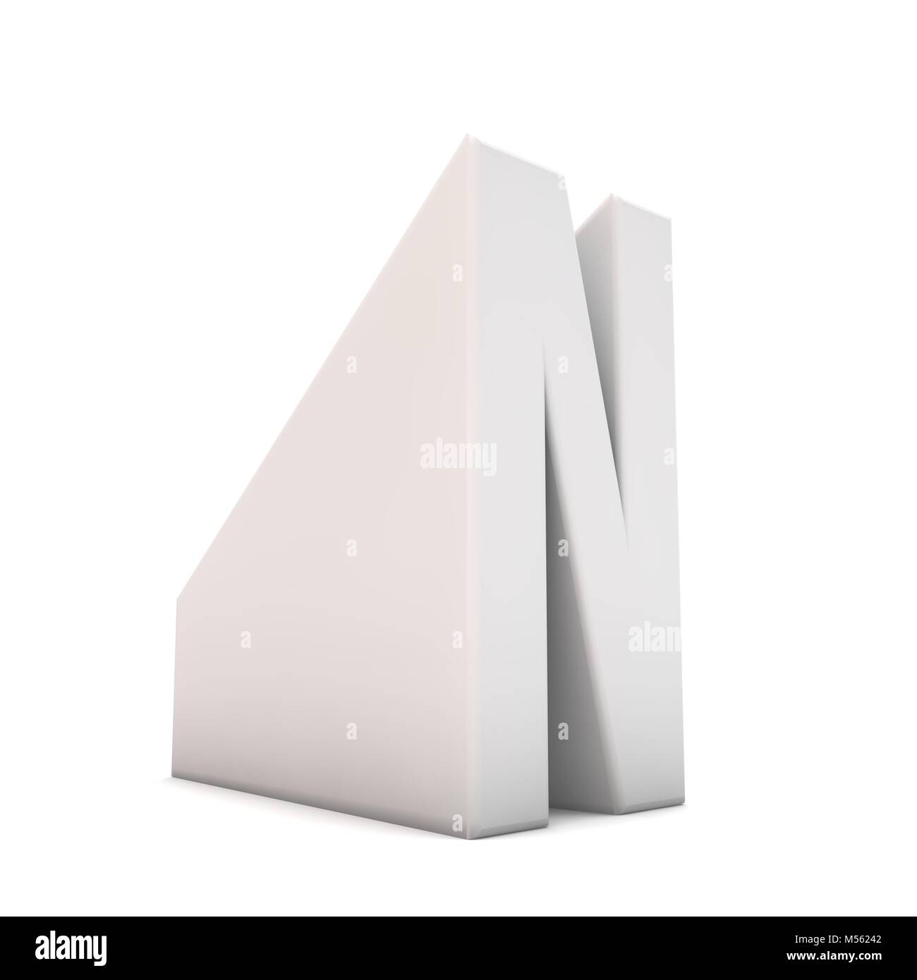 Letter N sloping perspective font. 3D Rendering Stock Photo - Alamy