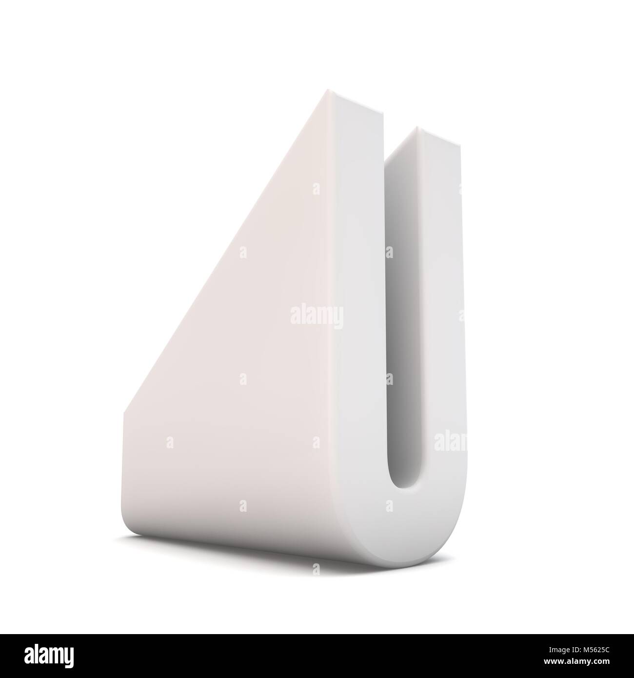 Letter U sloping perspective font. 3D Rendering Stock Photo - Alamy