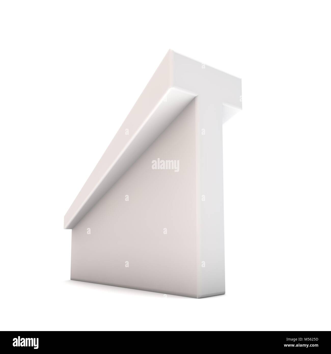 Letter T sloping perspective font. 3D Rendering Stock Photo - Alamy