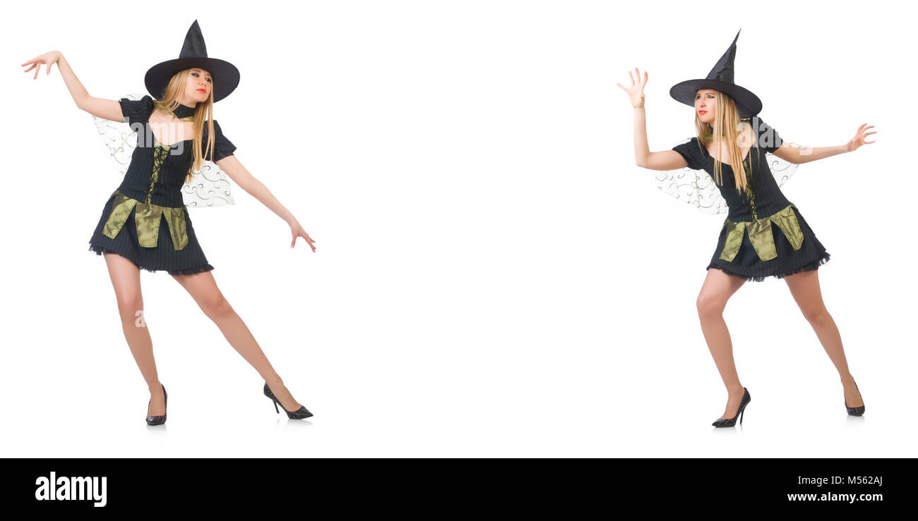 Woman magician doing her tricks with wand Stock Photo - Alamy