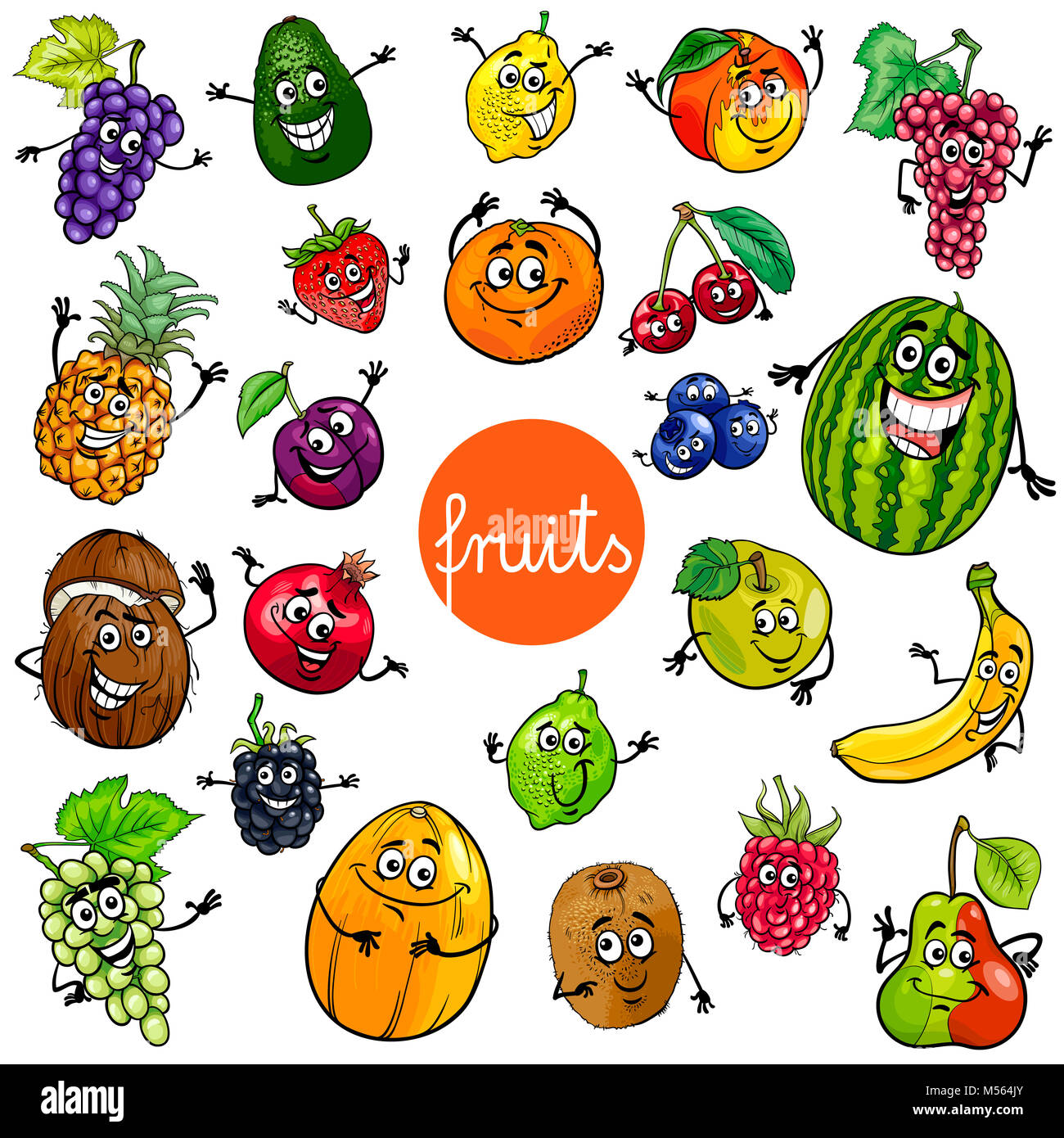cartoon fruits characters collection Stock Photo - Alamy