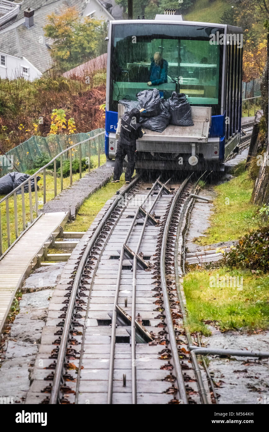 Floibanen funicular railway train carriage hi-res stock photography and ...