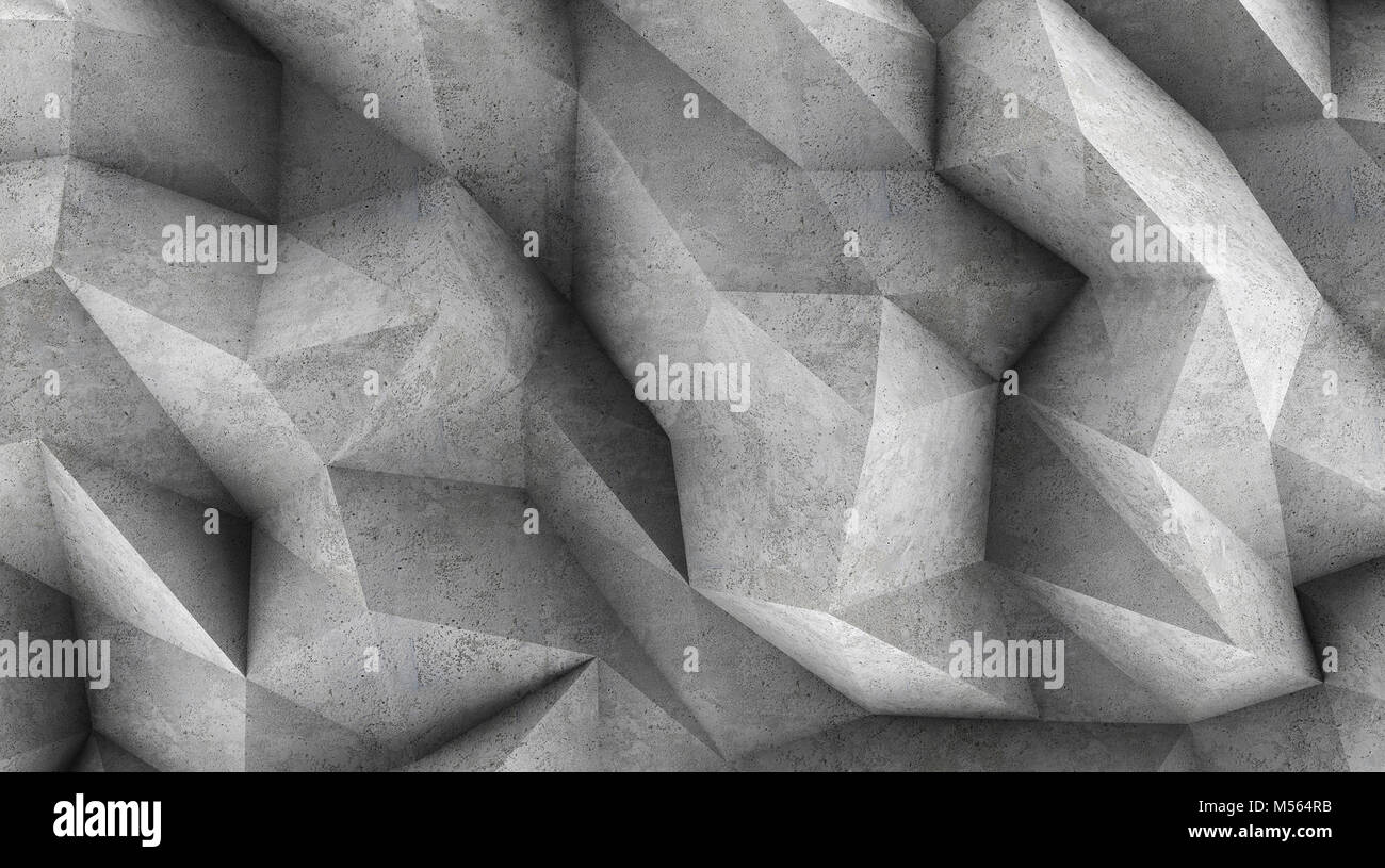 Polygonal concrete wall as wallpaper or background. 3D rendering Stock ...