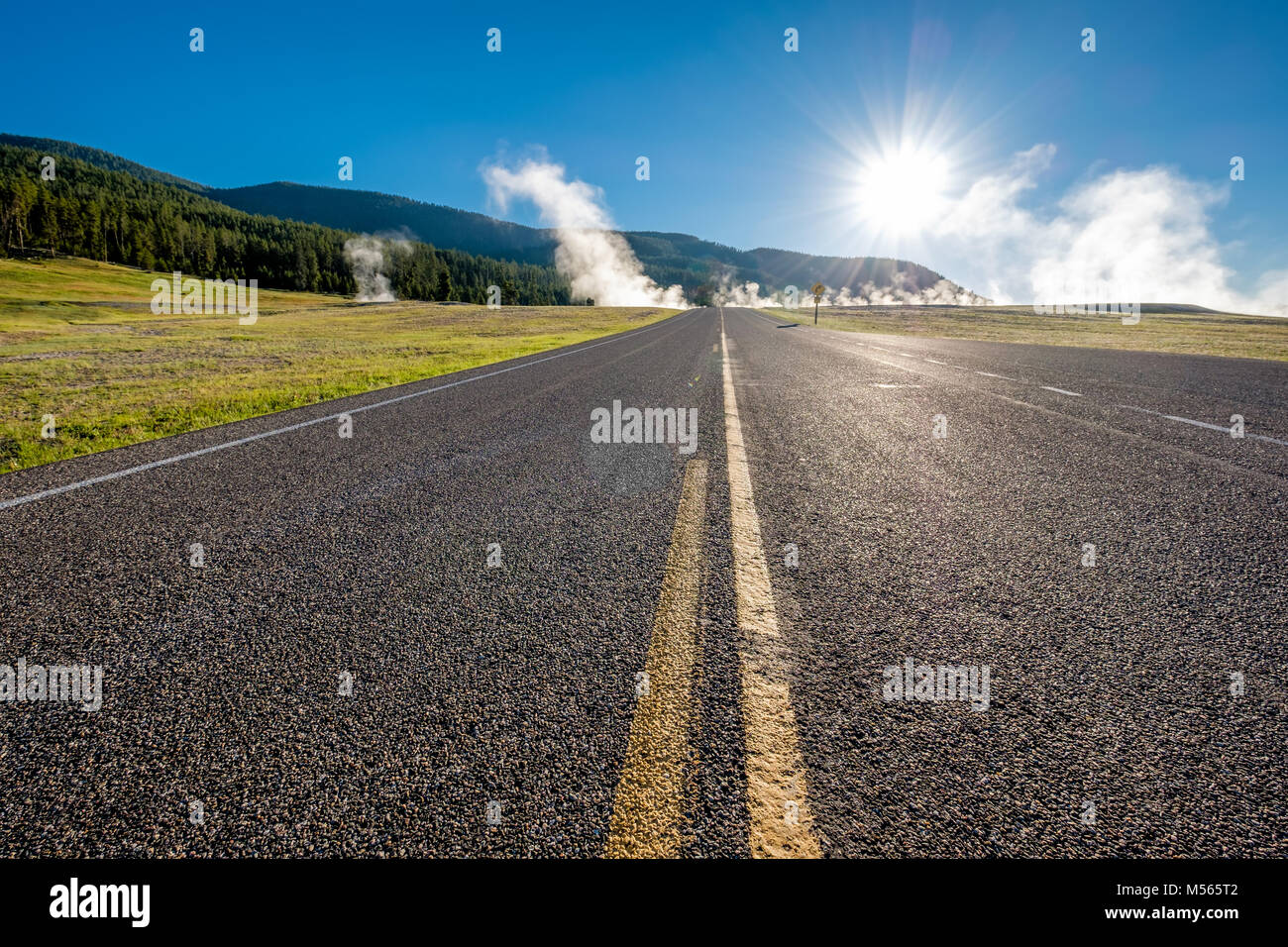 Highway in Yellowstone National Park Stock Photo - Alamy