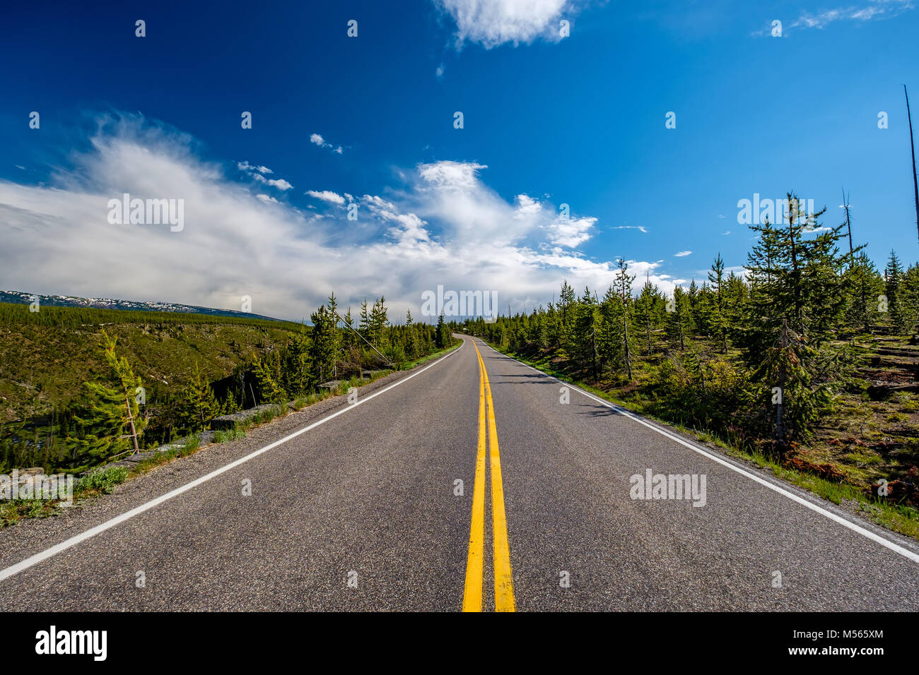 Highway in Yellowstone National Park Stock Photo - Alamy