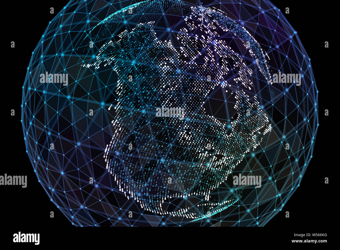 Point, line, surface composed of circular graphics, Global network ...