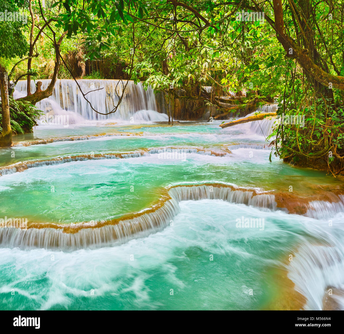 Tat Kuang Si Waterfalls. Beautiful landscape. Laos Stock Photo - Alamy