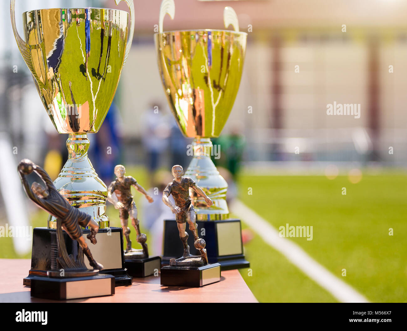 Soccer Football Tournament Trophies. Shining Golden Awards for the Best ...