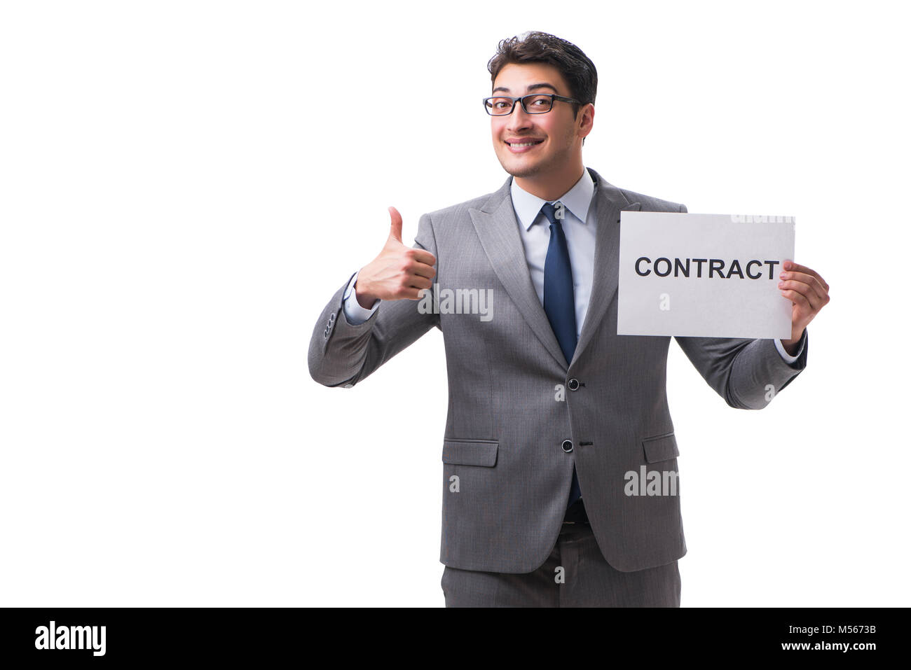 Businessman in employment contract concept isolated on white background ...