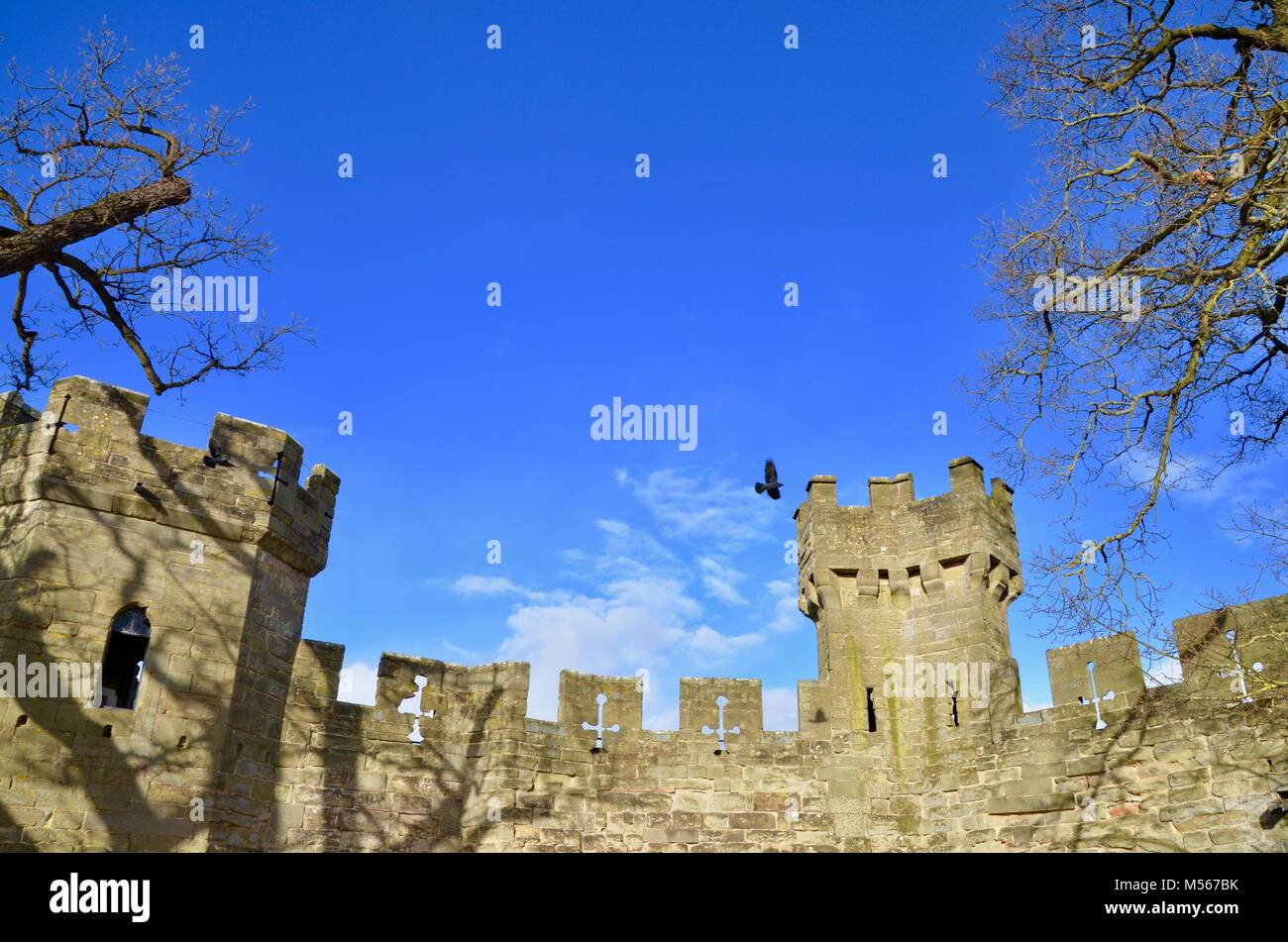 the original walls of warwick castle warwickshire england great britain ...