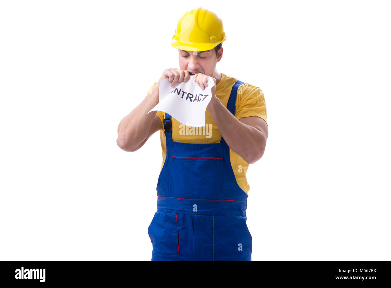Worker not happy with his employment contract Stock Photo - Alamy