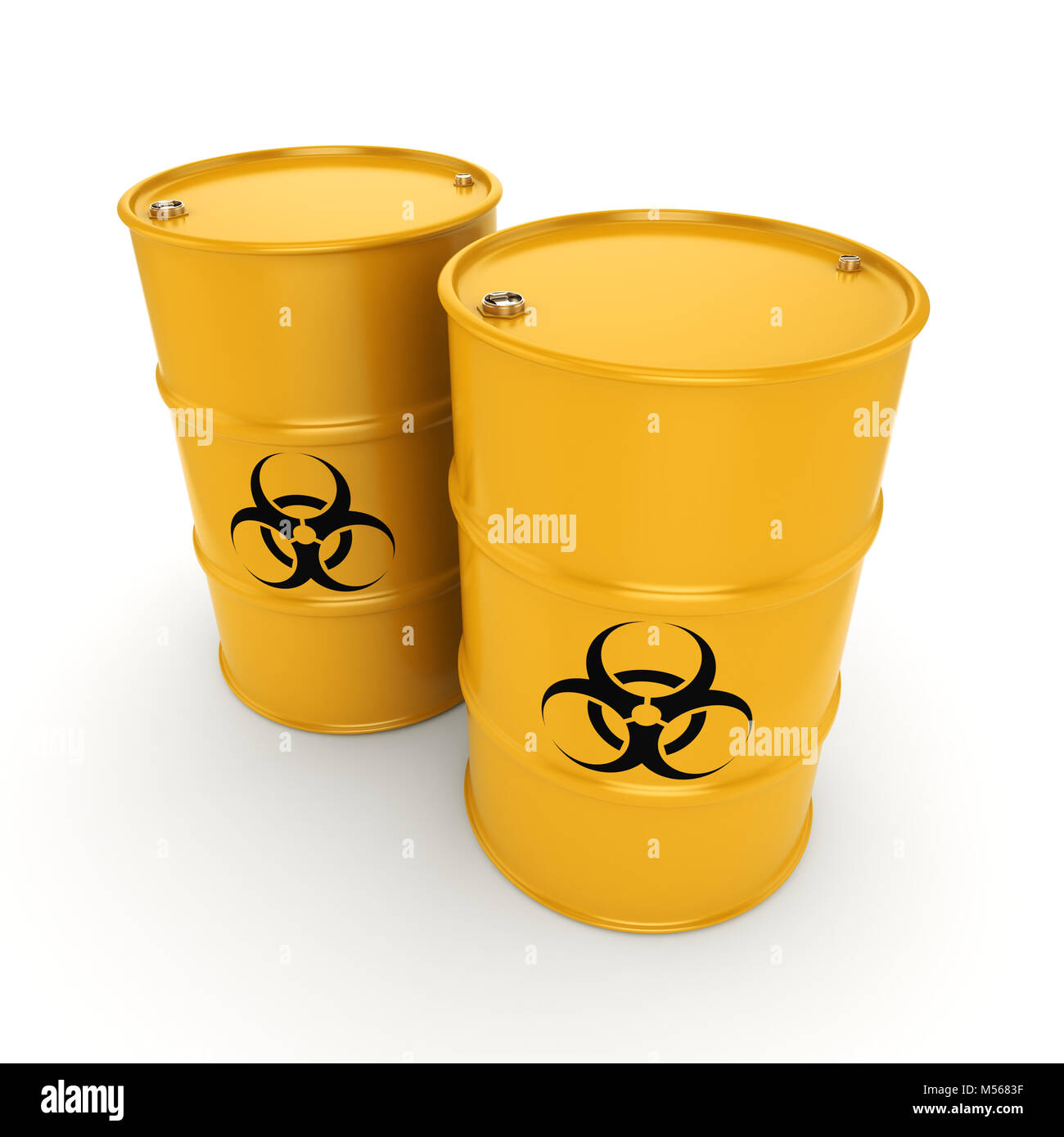 3D rendering biohazard barrels Stock Photo - Alamy