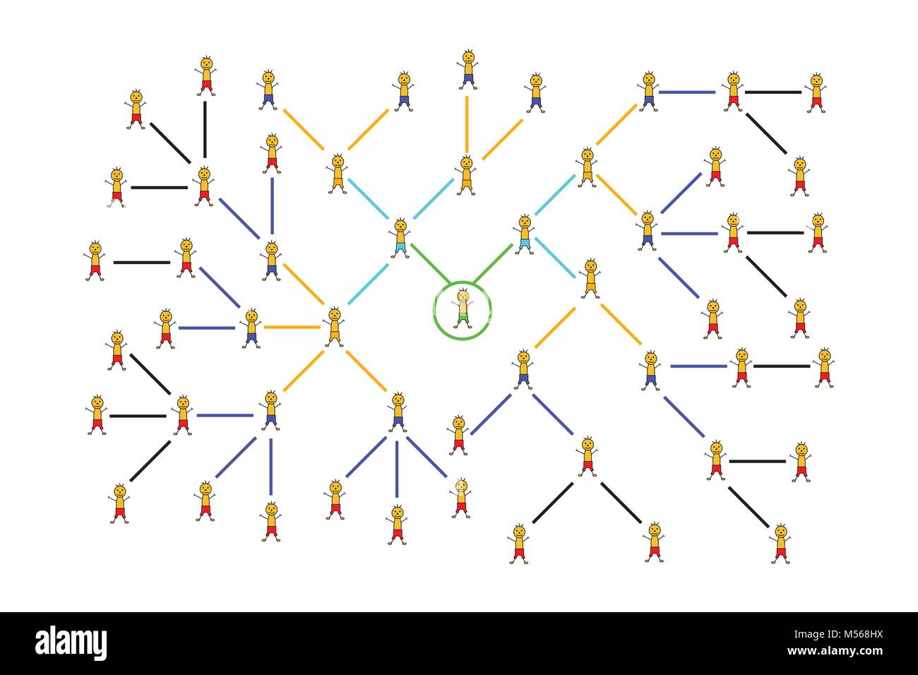 Illustration of social network with male stickman, vector of boys in ...