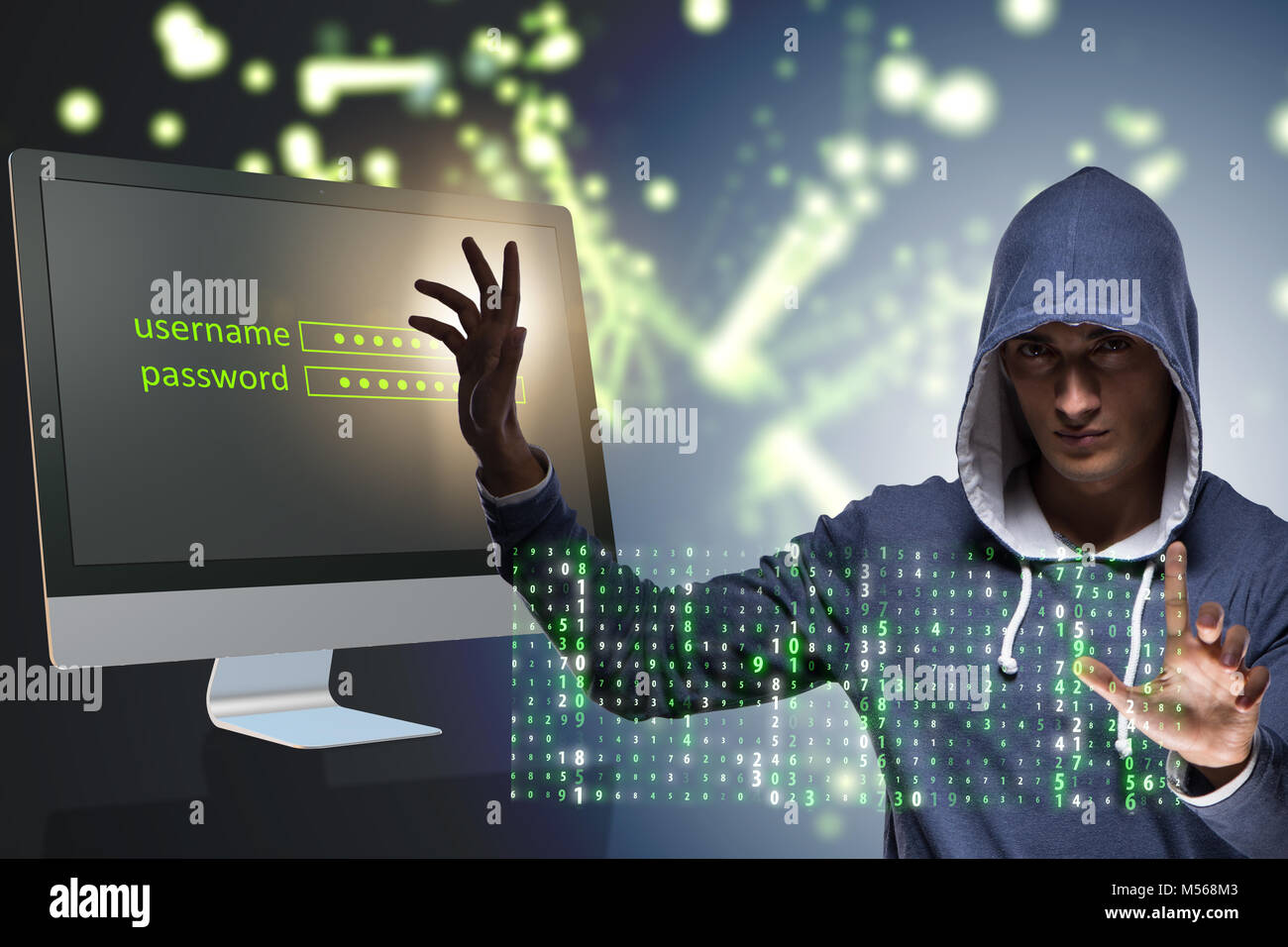 Hooded hacker in data computer security concept Stock Photo - Alamy