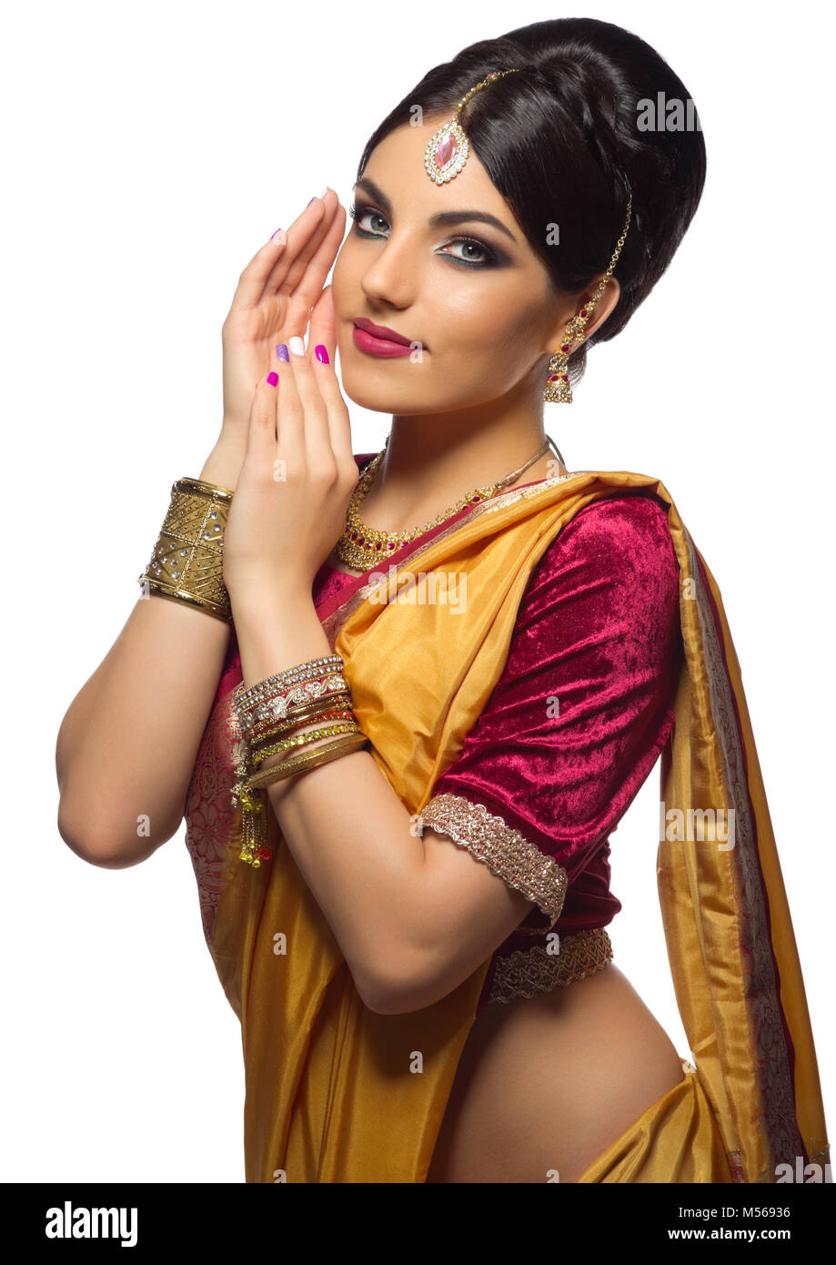 Young indian woman isolated on white Stock Photo - Alamy